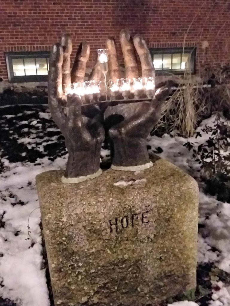 Courtyard Hanukiyah | Temple Israel